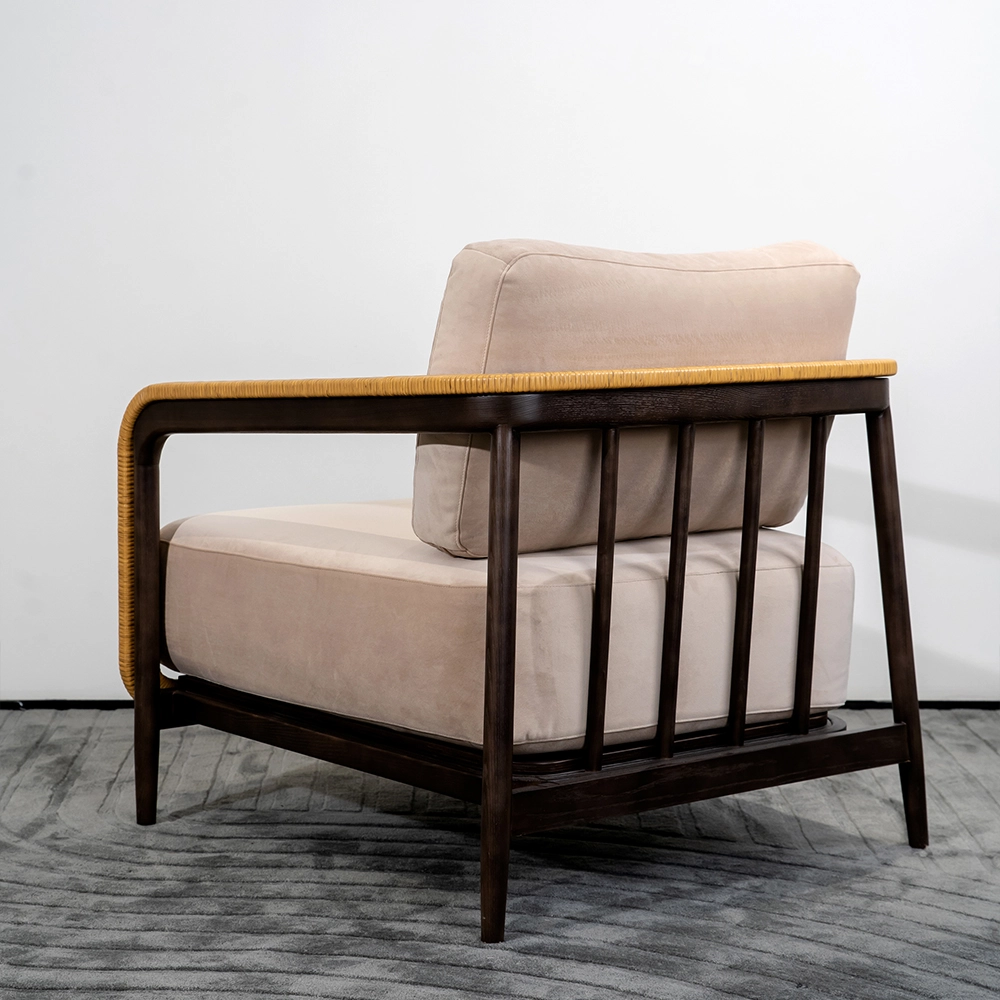 Modern Rattan Solid Wood Frame Lounge Chair Armchair - Buy Rattan ...