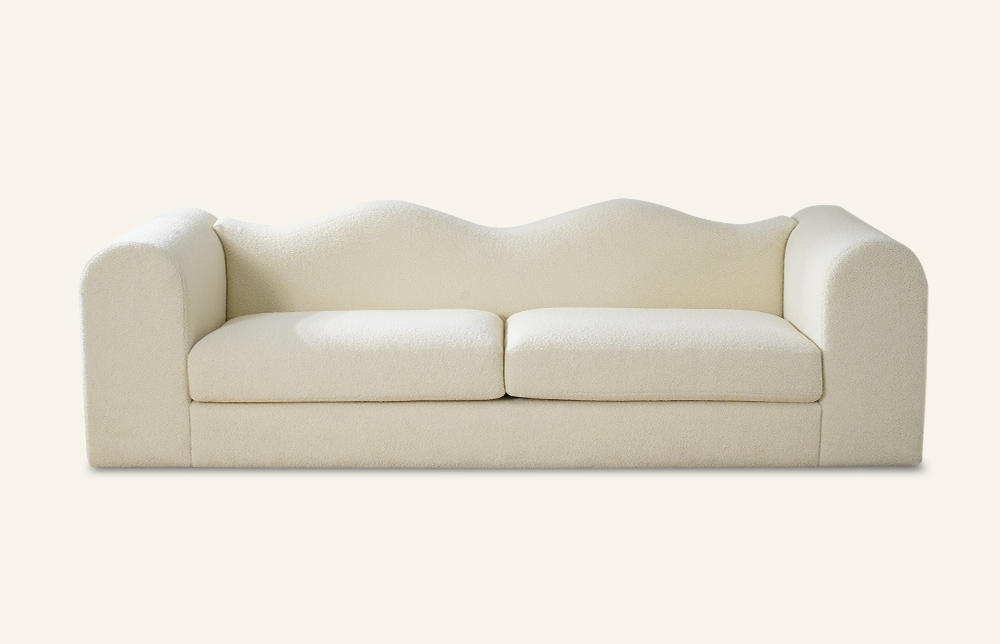 Luxury Wave Curved Two Seater Minimalist Teddy Fleece Sofa for Living ...